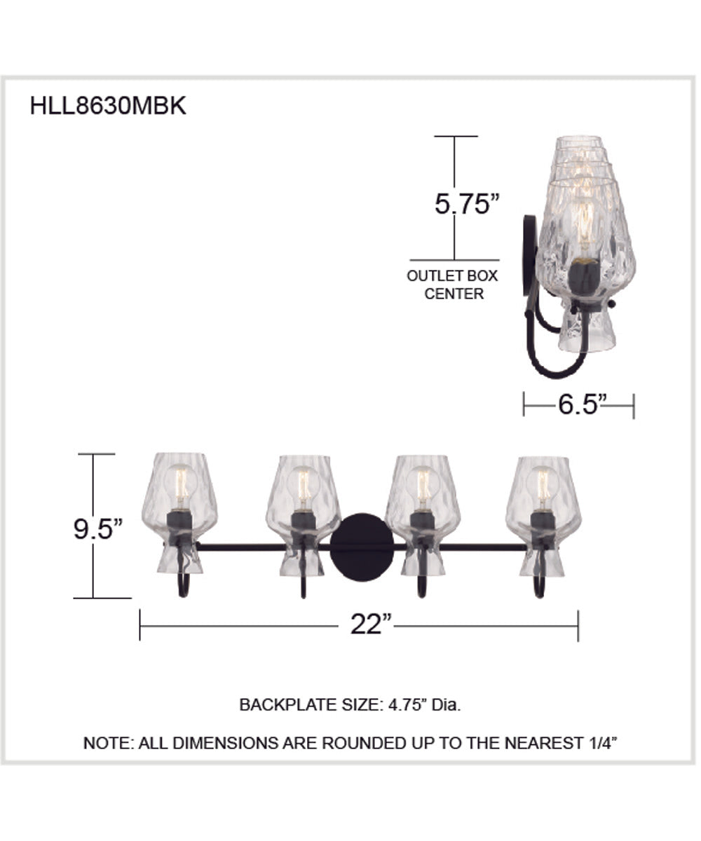 Hollis 4-light Bath Light Matte Black HLL8630MBK
