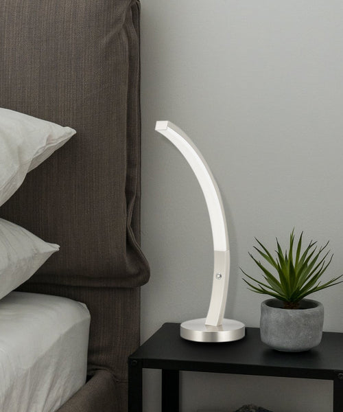 23"H Luca LED Curved Arc Dimmable Metal Table Lamp with Silver Finish
