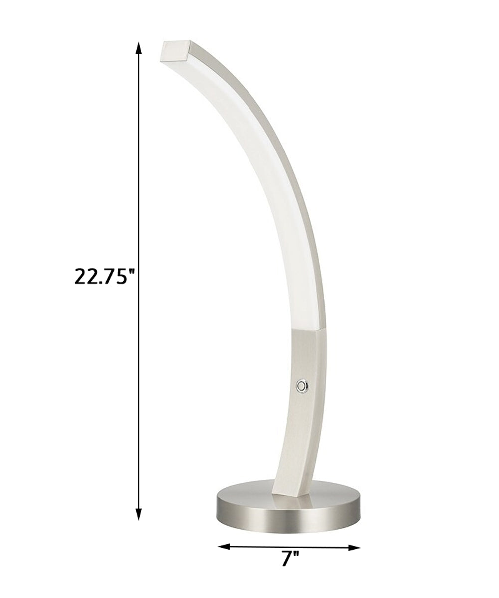 23"H Luca LED Curved Arc Dimmable Metal Table Lamp with Silver Finish