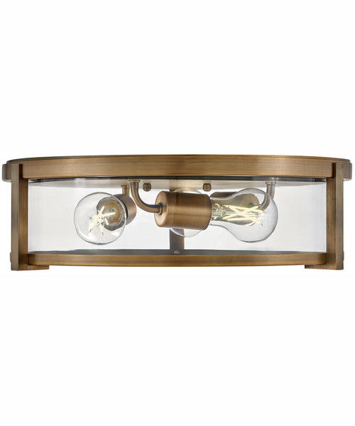 Hinkley Lowell 3-Light Large Flush Mount in Brushed Bronze with Clear glass