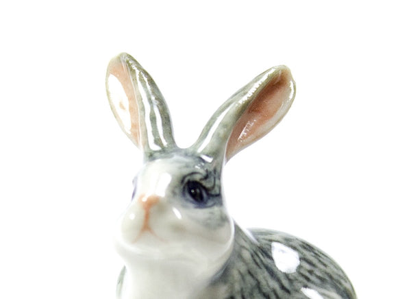 LampsUSA Finials Gray Rabbit Finial Hand Painted Porcelain PC252