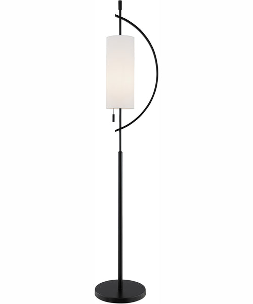 Renessa 1-Light Floor Lamp Black/Off-White Fabric Shade LS-83505BLK/WHT