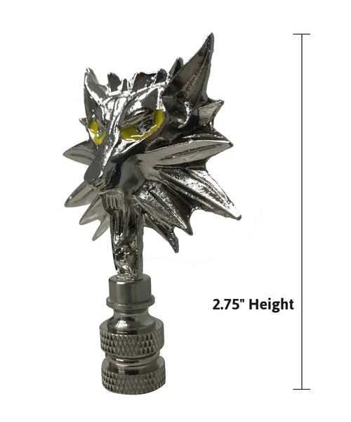 Wolf Head Lamp Finial Brushed Nickel Base Finial