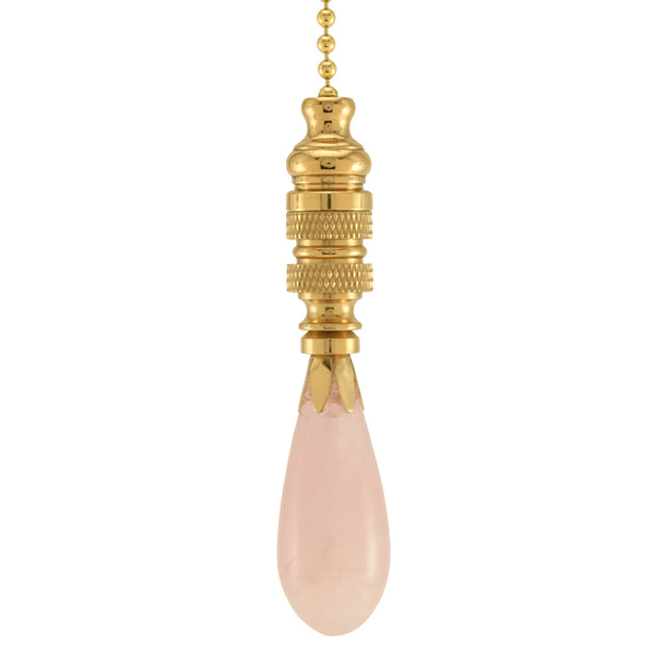 LampsUSA Finials Rose Quartz Tear Drop Fan Pull FP195