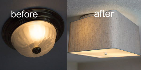 Moderne Flush Mount Conversion Kit 14"w Rounded Corner Square Oatmeal