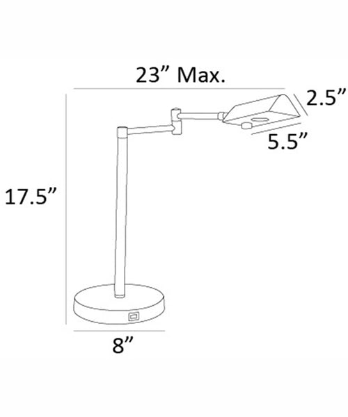 Pharma Collection 1-Light Led Desk Lamp Ab With Usb Charging Port LS ...