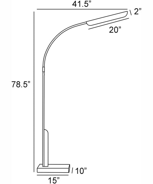Jameson 1-Light Led Floor Lamp Walnut/Antique Brass/Black Marble Base ...