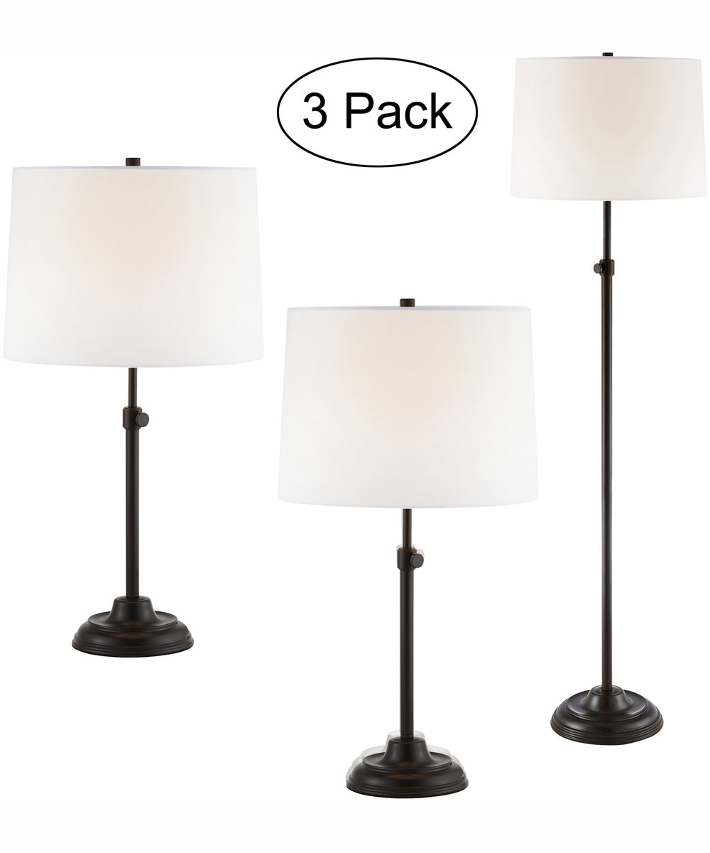 Sandoval 1-Light 3Pcs Floor & Table Lamp Set Orb/White Shade LS-83688ORB/3PK
