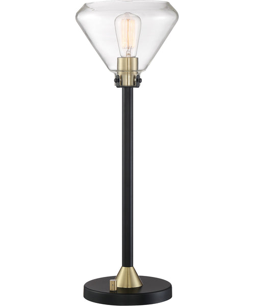Baron 1-Light Table Lamp Black/Antique Brass/Clear Glass Shade LS-23480
