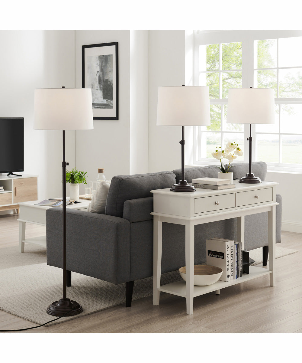 Sandoval 1-Light 3Pcs Floor & Table Lamp Set Orb/White Shade LS-83688ORB/3PK