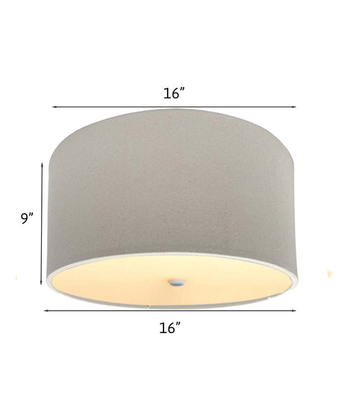 Moderne Flush Mount Conversion Kit 16"w Light Oatmeal Linen Drum ...